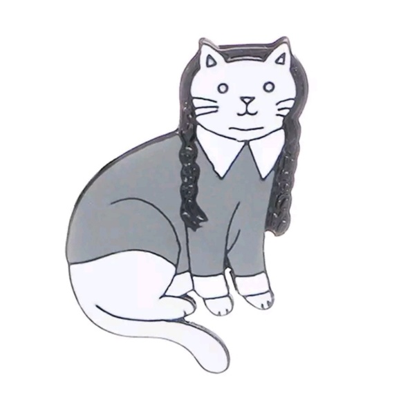 no brand | Jewelry | Wednesday Addams Cartoon Cat Pin Gothic Style ...